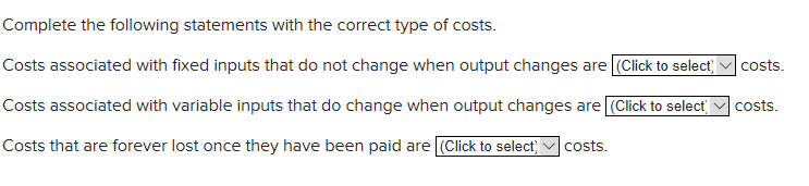 Solved Complete the following statements with the correct | Chegg.com