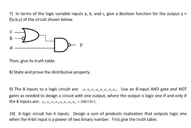 Solved 7) In terms of the logic variable inputs a, b, and c, | Chegg.com
