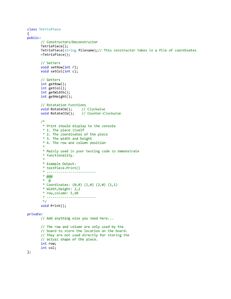 Tetris Piece Credit: Nick Parlante for inspiring | Chegg.com