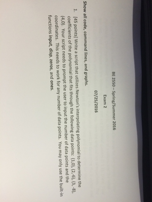 Solved Write a script that utilizes Newton's interpolating | Chegg.com