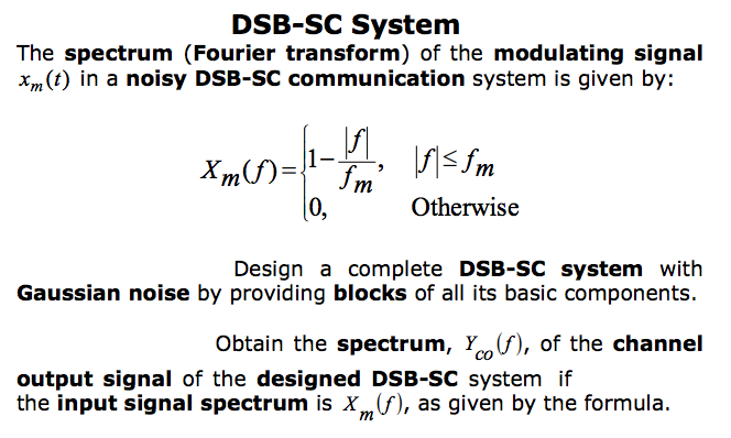 Dsb Sc System The Spectrum Fourier Transform Of The