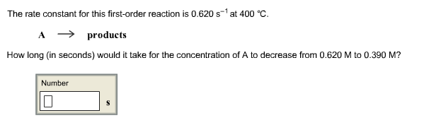 Solved The rate constant for this first ? order reaction is | Chegg.com