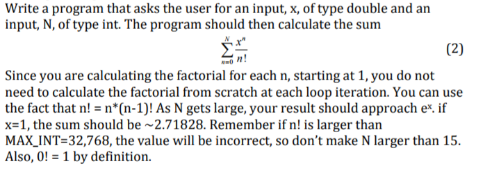 Solved Write a program that asks the user for an input, x, | Chegg.com
