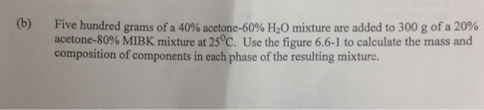 Five hundred grams of a 40% acetone-60% H2O mixture | Chegg.com