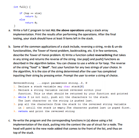 Solved Question 1 A stack is LIFO linear data structure with | Chegg.com