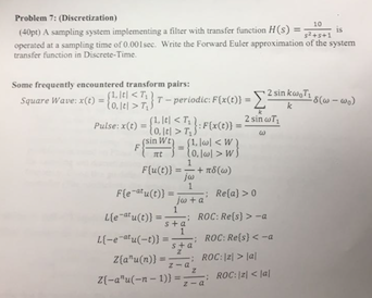 Solved A sampling system implementing a filter with transfer | Chegg.com