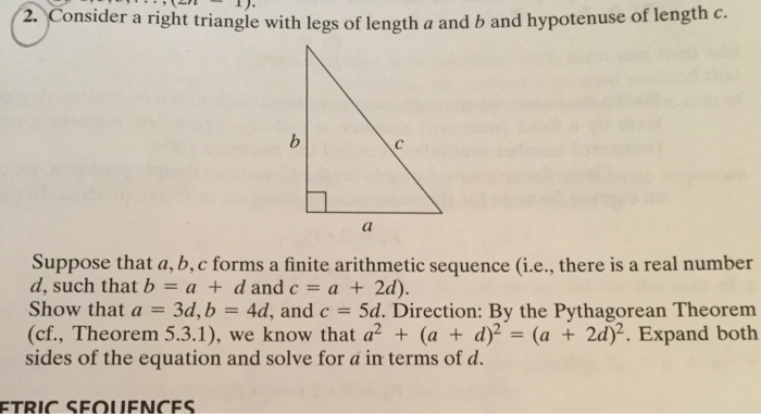 Solved Consider a right triangle with legs of length a and b | Chegg.com