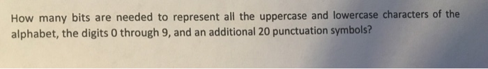 Solved How many bits are needed to represent all the | Chegg.com