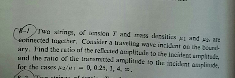 Solved Two strings, of tension T and mass densities mu1 and | Chegg.com