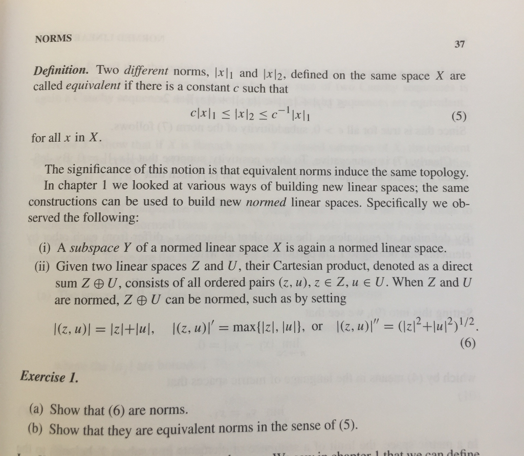 Solved Definition. Two different norms |x|_1 and lx|_2, | Chegg.com