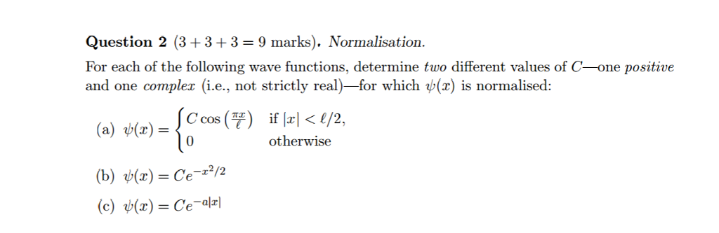 Solved For each of the following wave functions, determine | Chegg.com