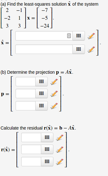 Solved Find the least-squares solution x of the system [2 -1 | Chegg.com