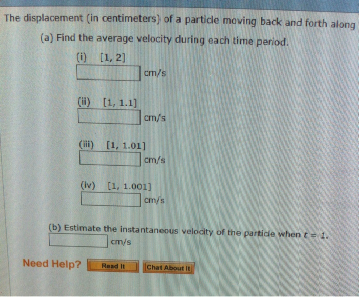 Solved The displacement (in centimeters) of a particle | Chegg.com