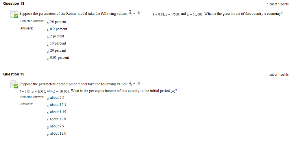 Solved Question 18 1 out of 1 points Suppose the parameters | Chegg.com