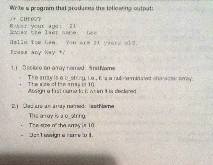 Solved Write A Program That Produces The Following Output
