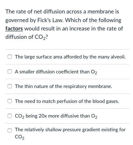 Solved The rate of net diffusion across a membrane is | Chegg.com