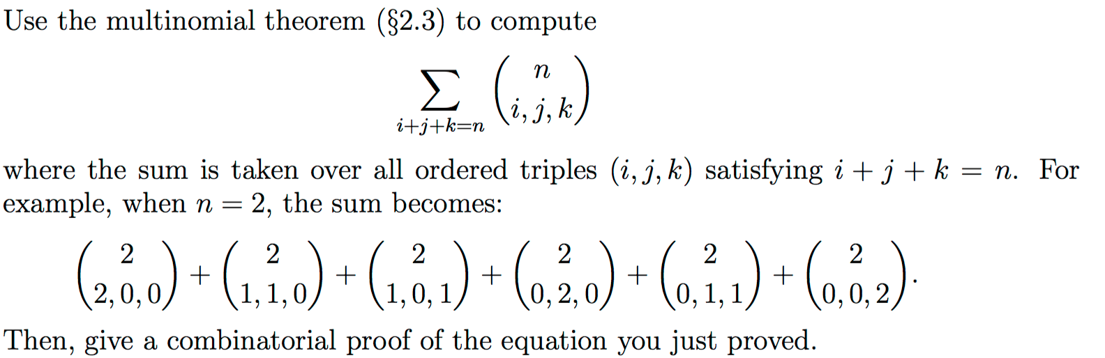 Use the multinomial theorem ( 2.3) to compute | Chegg.com
