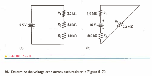 Solved 20. Determine the voltage drop across each resistor | Chegg.com