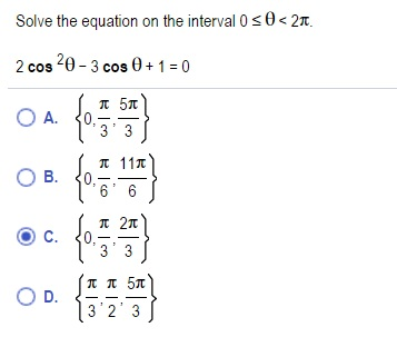 Solved Solve the equation on the interval 0 | Chegg.com