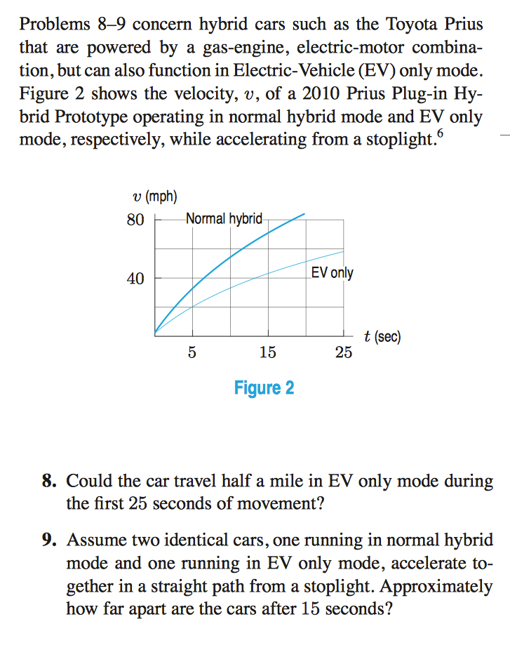 Solved Problems 8-9 concern hybrid cars such as the Toyota | Chegg.com