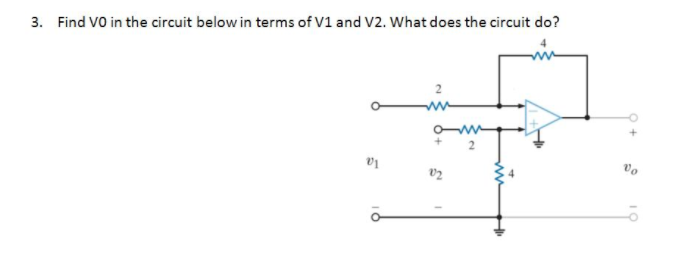 Solved Find V0 in the circuit below in terms of V1 and V2. | Chegg.com