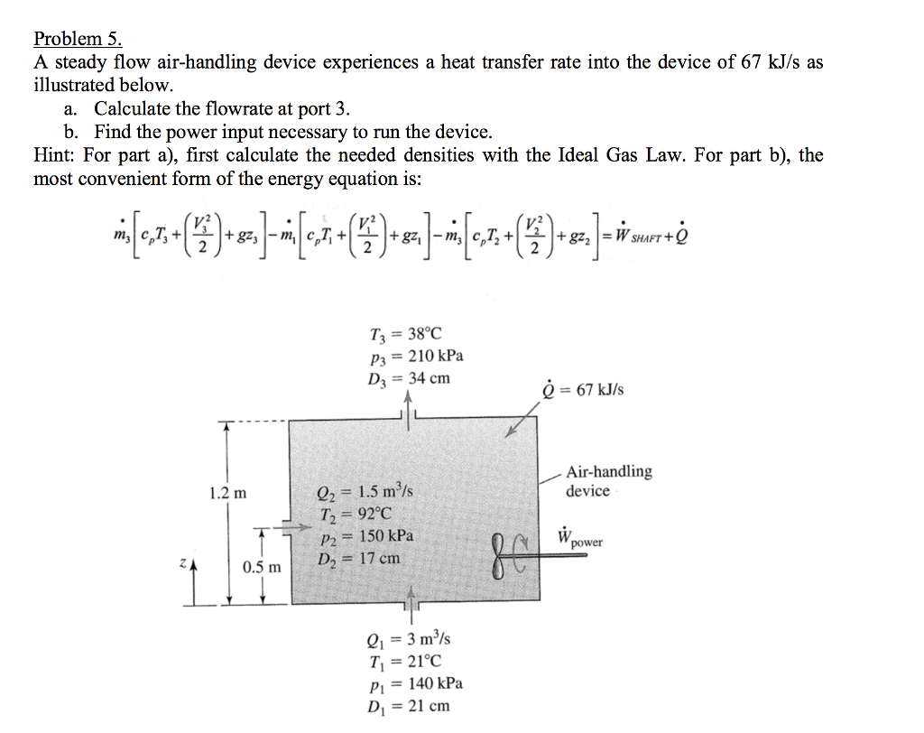 Solved A steady flow air-handling device experiences a heat | Chegg.com