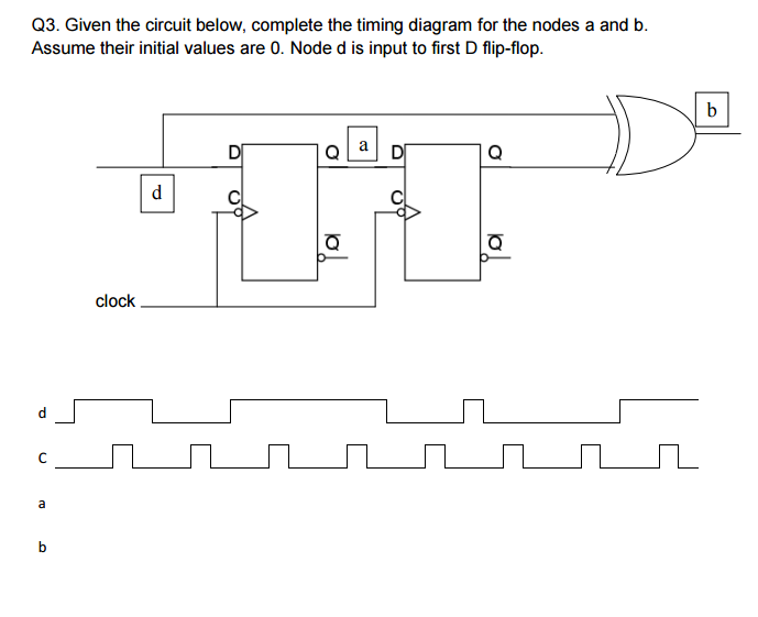 Solved Given the circuit below, complete the timing diagram | Chegg.com