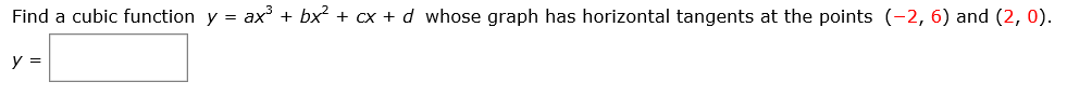 Solved: Find A Cubic Function Y = Ax^3 + Bx^2 + Cx + D Who... | Chegg.com