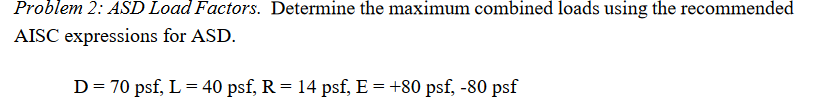 Solved ASD Load Factors. Determine the maximum combined | Chegg.com