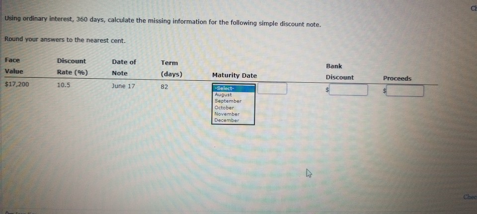 Solved Ch Using ordinary interest, 360 days, calculate the | Chegg.com