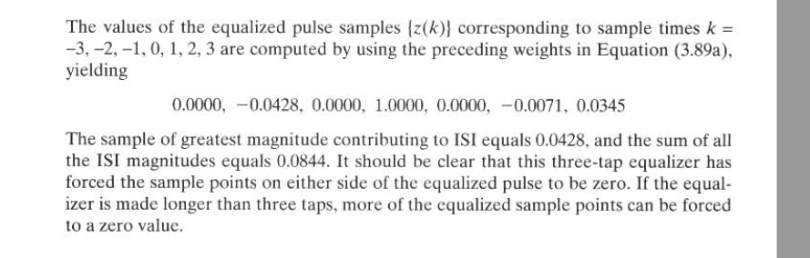 Example 3.5 A Zero-Forcing Three-Tap Equalizer | Chegg.com