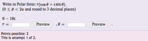 Solved Write in Polar form: r(cos θ + i sin θ). (0 θ