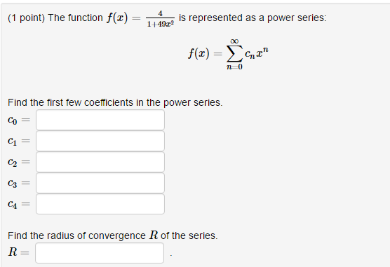 Solved The function f(x) = 4/1+49x^2 is represented as a | Chegg.com