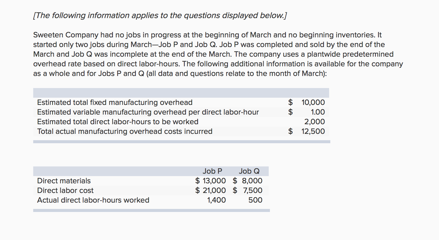 Solved The following information applies to the questions | Chegg.com
