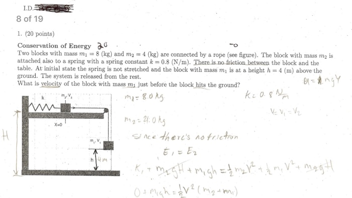 Solved Two blocks with mass m_1 = 8 (kg) and m_2 = 4 (kg) | Chegg.com
