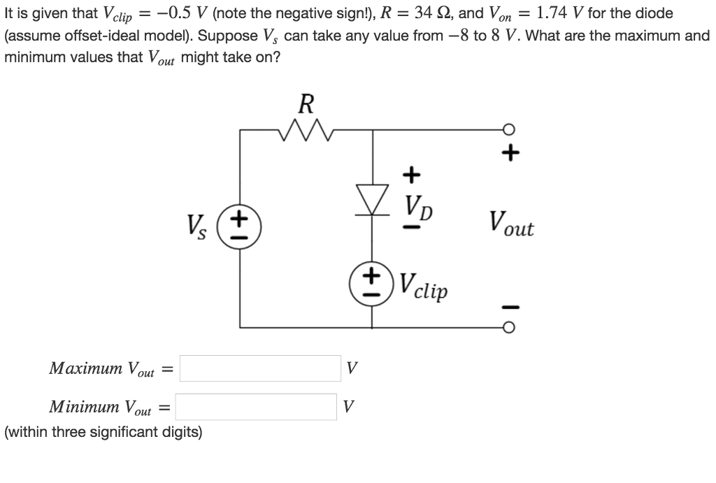 Solved It is given that V_clip = -0.5 V (note the negative | Chegg.com