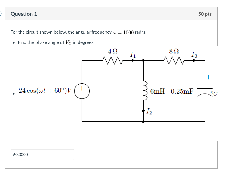 Solved Question 1 50 pts For the circuit shown below, the | Chegg.com Solved Question 1 50 pts For the circuit shown below, the | Chegg.com