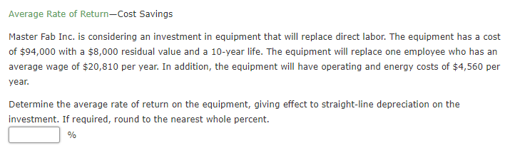 Solved Average Rate of Return Determine the average rate of | Chegg.com