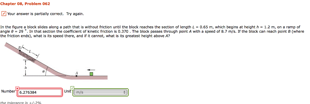 Solved In the figure a block slides along a path that is | Chegg.com
