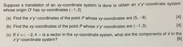 Solved Suppose a translation of an xy-coordinate system is | Chegg.com