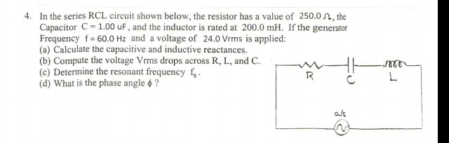 Solved In the series RCL circuit shown below, the resistor | Chegg.com