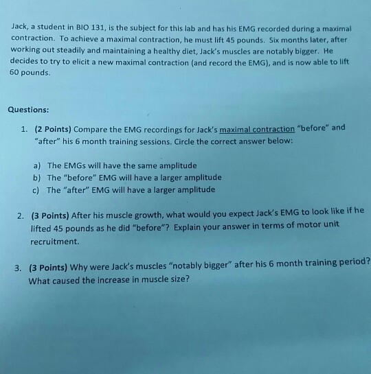 Solved Jack, a student in BIO 131, is the subject for this | Chegg.com