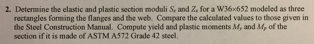 Solved Determine the elastic and plastic section moduli S_x | Chegg.com