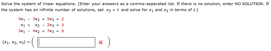 Solved Solve the system of linear equations.(Enter your | Chegg.com