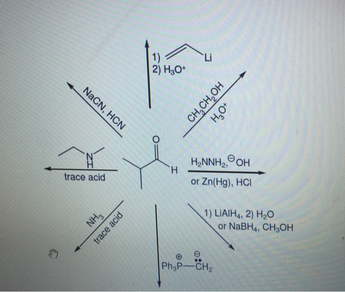 Solved trace acid 1) 2) H30 OH or Zn (Hg), HCl 1) LiAIH4, 2) | Chegg.com