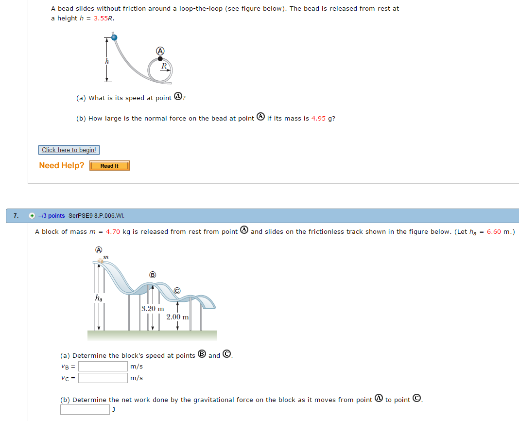 A bead slides without friction around a loop-the-loop | Chegg.com