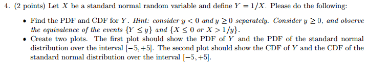 Let X be a standard normal random variable and define | Chegg.com