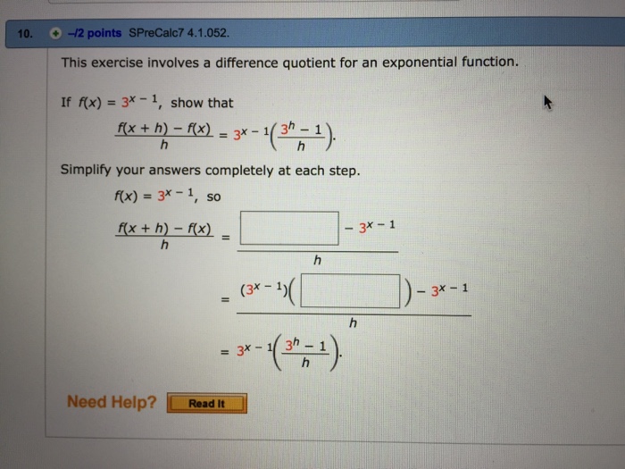 Solved This exercise involves a difference quotient for an | Chegg.com