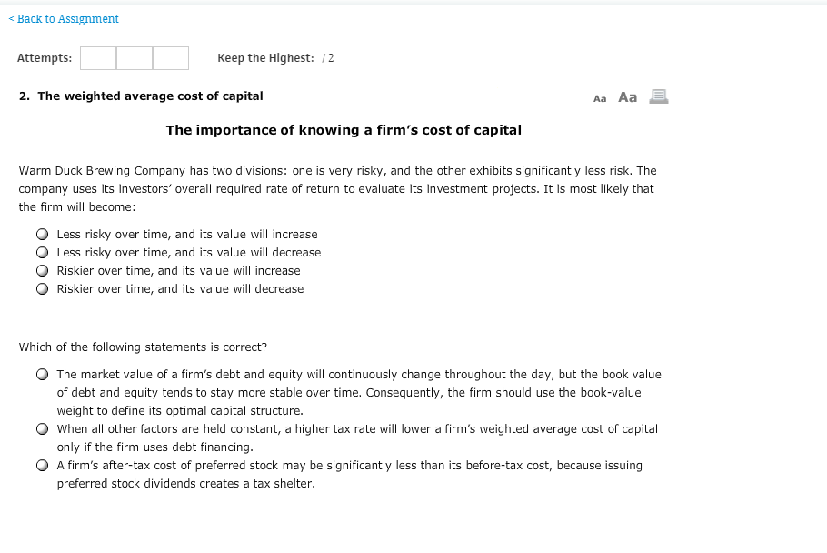 Solved Back to Assignment Attempts Keep the Highest: 2 2. | Chegg.com