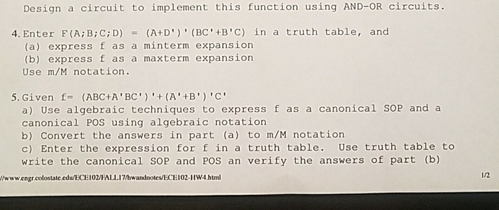 Solved Design a circuit to implement this function using | Chegg.com